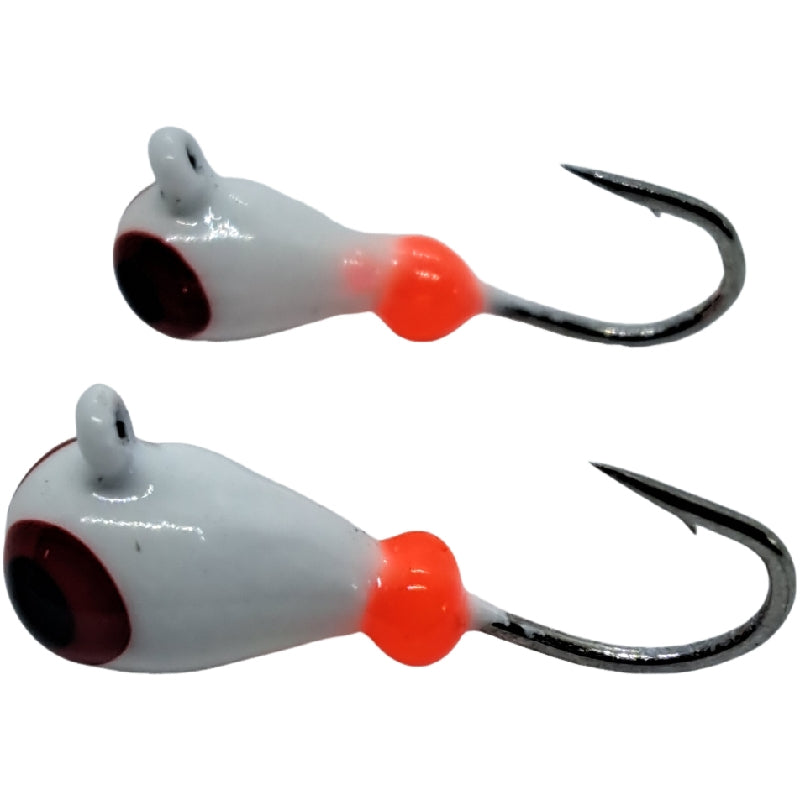 White Glow/Black Eye with Red Glow Dot – Digger's Jig Tails
